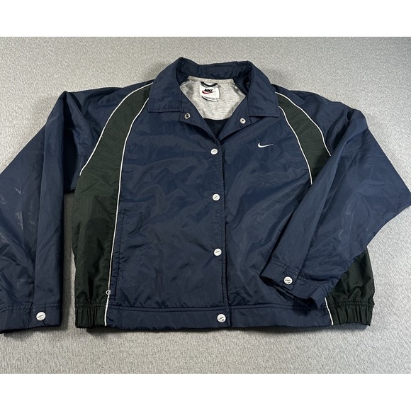 Nike | Jackets & Coats | Vtg Nike Windbreaker Jacket Youth L Blue Snap ...